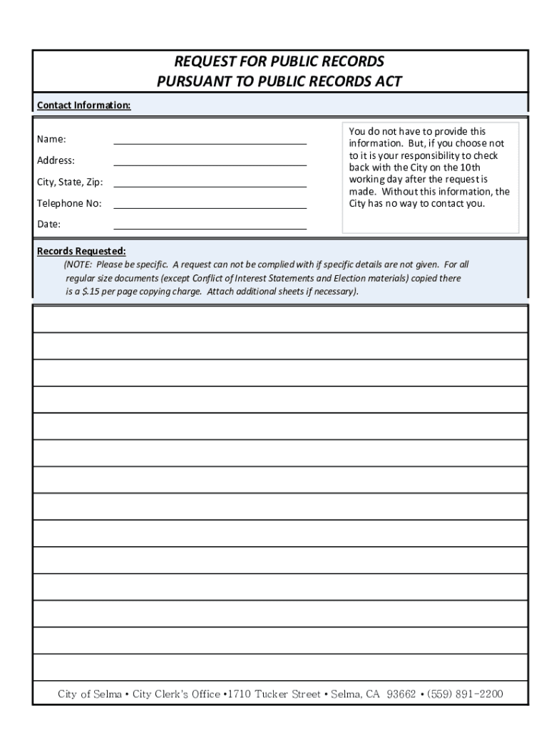 Fillable Online borough of jamesburg open public records act request ...