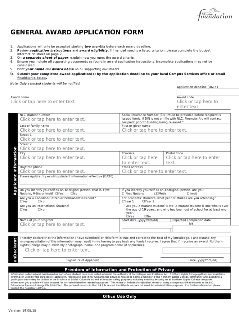 General Award Application - - prrd.bc.ca - prrd bc Doc Template | pdfFiller