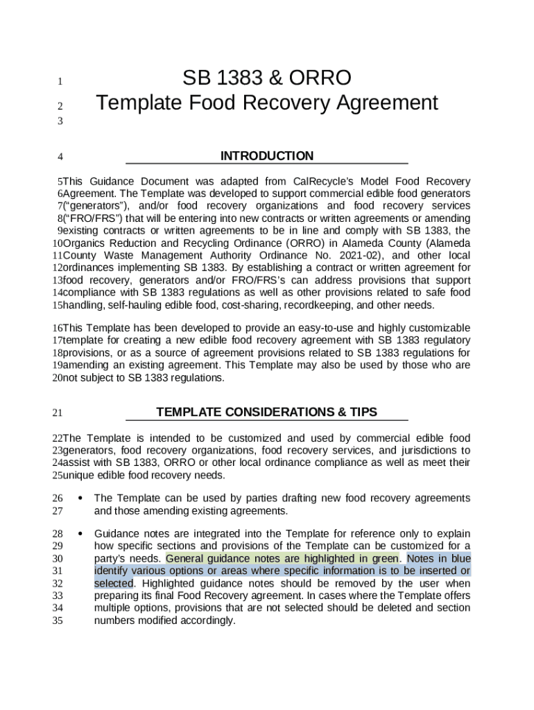 DOC Guidance on the Model Food Recovery Agreement - CalRecycle Doc ...