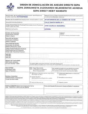 Fillable Online SEPA B2B Direct Debit Mandate Recurrent Payments ...