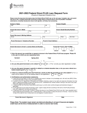Fillable Online 2021-2022 Federal Direct PLUS Loan Request Form Fax Email Print - pdfFiller
