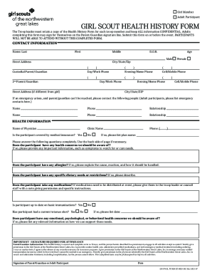 Fillable Online PDF Girl Health History and Emergency Medical ...