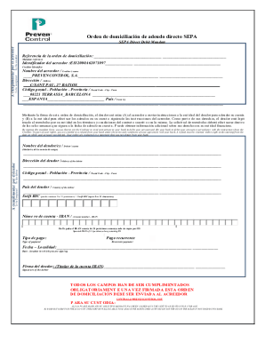 Fillable Online Orden de domiciliacin de adeudo directo SEPA Orde de ...