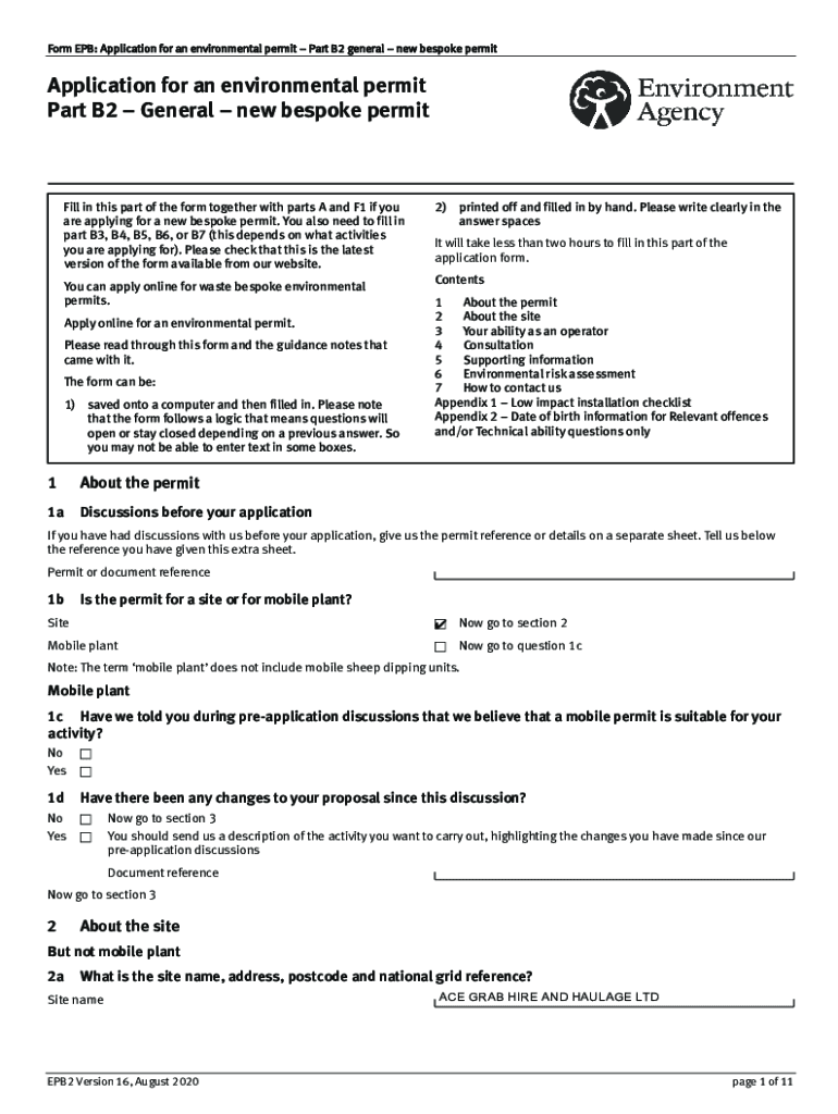 Fillable Online PDF Form EPB: Application for an environmental ...
