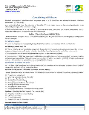Fillable Online Completing a PIP form Fax Email Print - pdfFiller