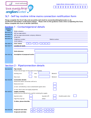 Fillable Online Paper application forms for water connections and ...