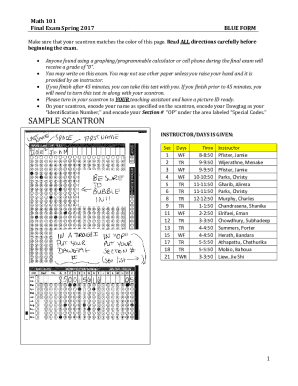 Fillable Online math siu SAMPLE SCANTRON Fax Email Print - pdfFiller
