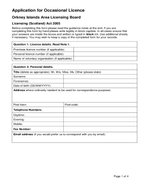 Fillable Online Occasional Licence Application Form. Occasional Licence ...