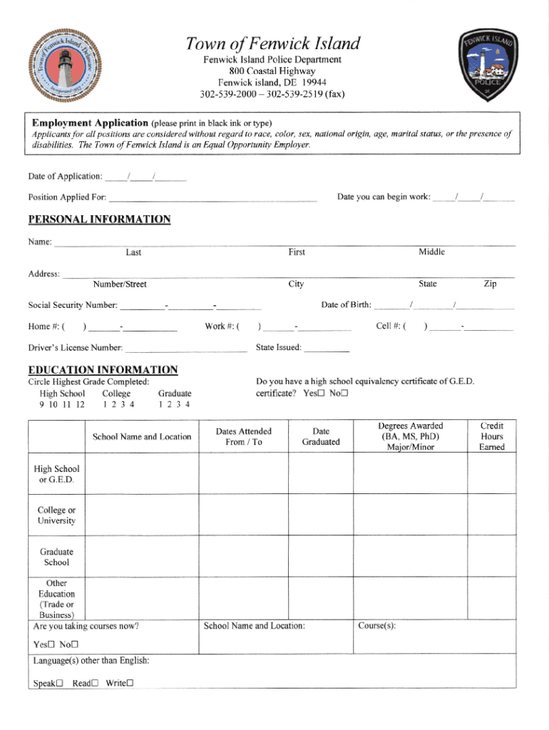 Fillable Online Police Department Mission Statement - Fenwick Island Fax Email Print - pdfFiller