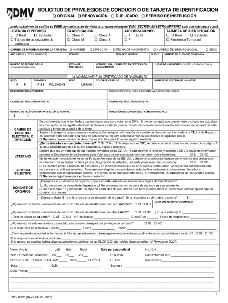 Fillable Online DMV 002 - Driver's License or Identification Card ...