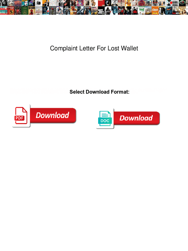 Fillable Online Complaint Letter For Lost Wallet ancap. Complaint ...