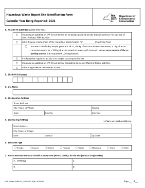 Fillable Online Hazardous Waste Report Site Identification Form - dec.ny.gov Fax Email Print ...