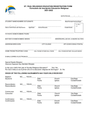 Fillable Online ST. PAUL RELIGIOUS EDUCATION REGISTRATION FORM Fax Email Print - pdfFiller