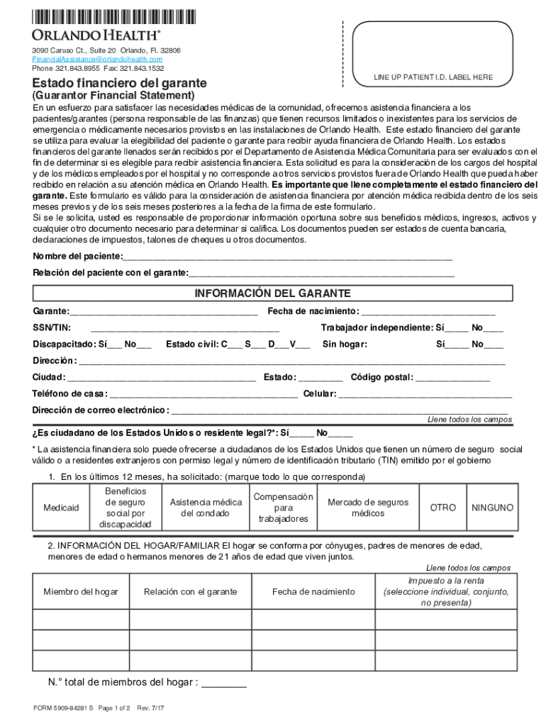 Fillable Online Fillable Online Guarantor Financial Statement Fax Email ...