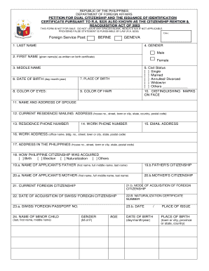 Fillable Online Application Petition Form - Philippine Embassy Fax ...