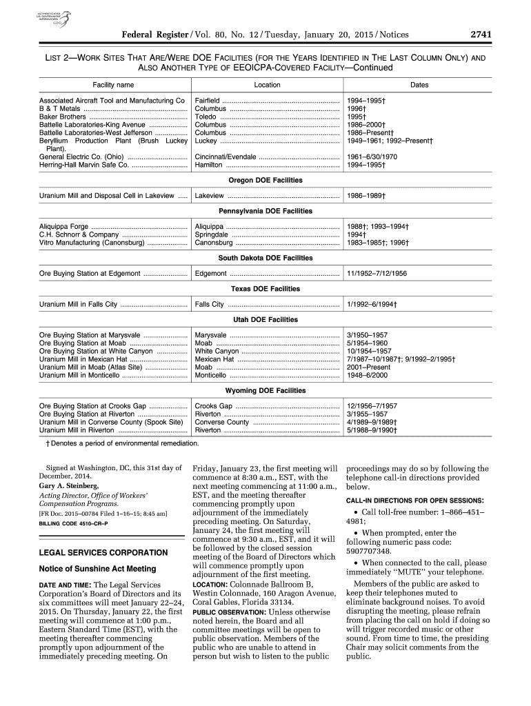 Fillable Online gpo LIST 2WORK SITES THAT AREWERE DOE FACILITIES (FOR ...