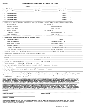 Fillable Online Rental Application Form - Midwest Rents Fax Email Print ...