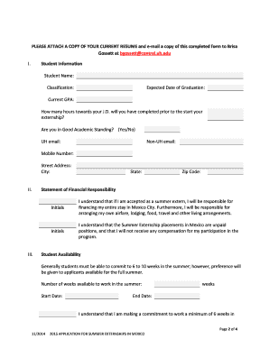 Fillable Online law uh Summer Internship Application - University of ...