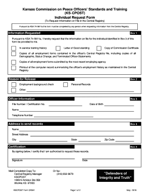 Fillable Online kscpost DRAFT individual information request form - KS ...