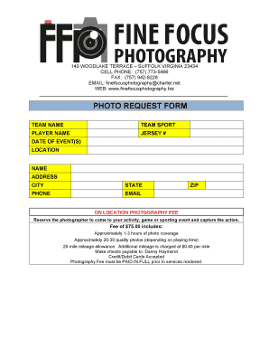 Fillable Online PHOTO REQUEST FORM - Fine Focus Photography Fax Email ...