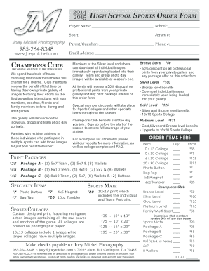 Fillable Online Sports Order Form - Joey Michel Photography Fax Email ...