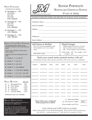 Fillable Online Sr Portrait Order Form - Joey Michel Photography Fax ...