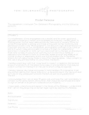 Fillable Online Model Release - Teri Gelbmann Photography Fax Email Print - pdfFiller