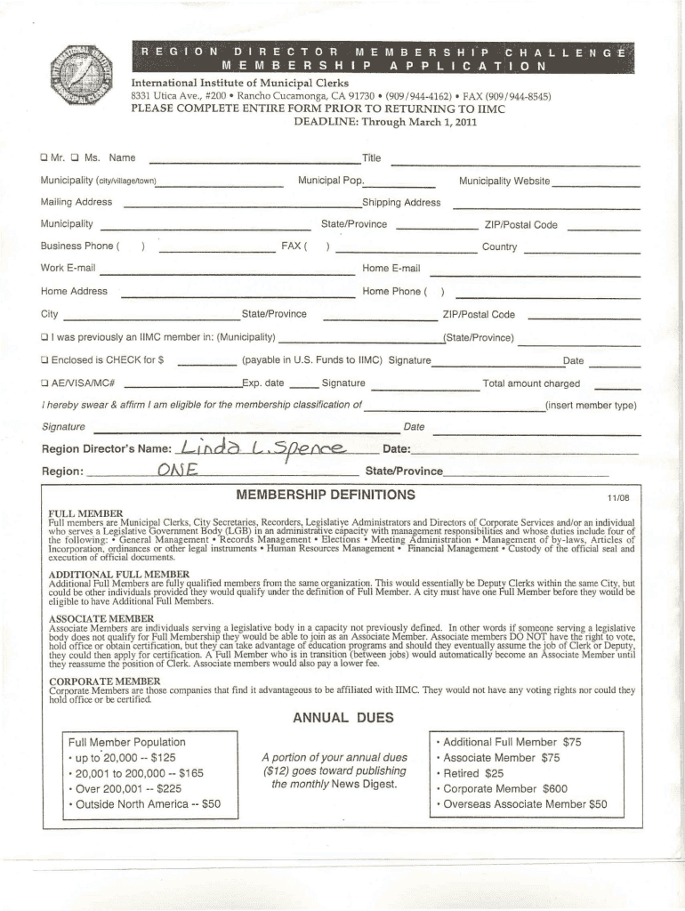 Fillable Online The IIMC Membership Application Form - Association of ...
