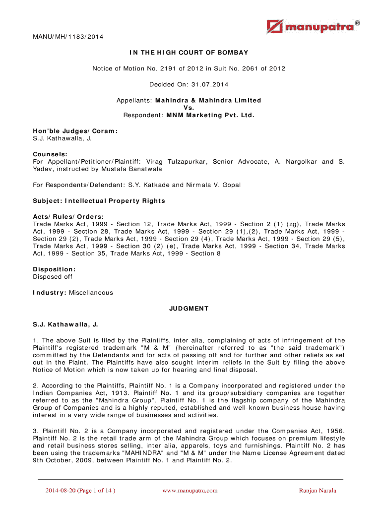 Fillable Online IN THE HIGH COURT OF BOMBAY Fax Email Print - pdfFiller