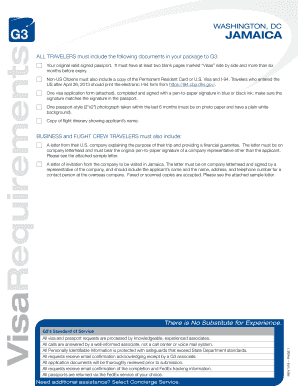 Fillable Online Jamaica - G3 Visas & Passports Fax Email Print - pdfFiller