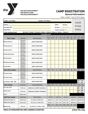 Fillable Online ymca-bc Registration Form - YMCA of Burlington County ...