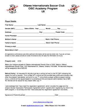 Fillable Online 2015 OISC U8 Academy Registration Form.doc Fax Email ...