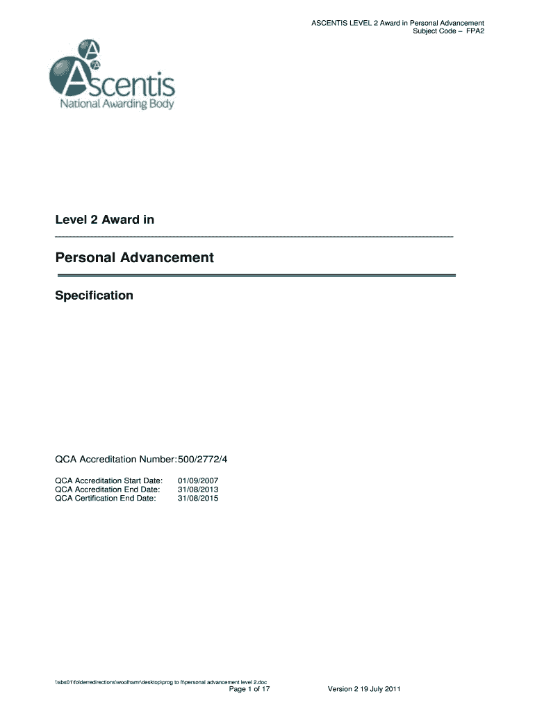 Fillable Online Personal Advancement - Ascentis Fax Email Print - pdfFiller