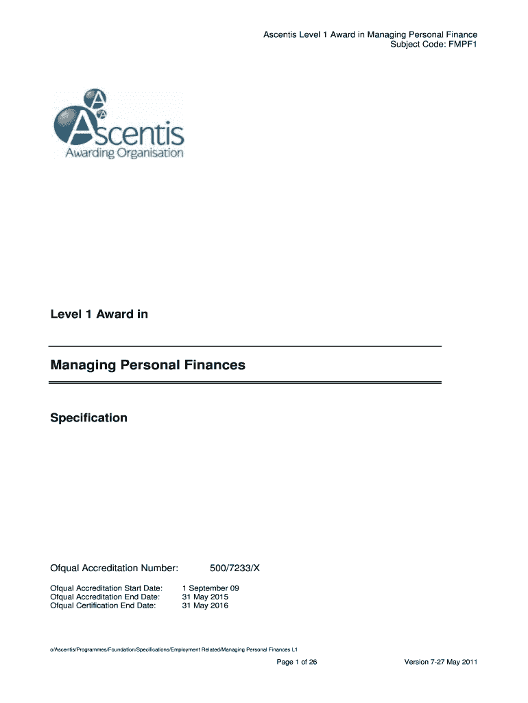 Fillable Online Managing Personal Finances - Ascentis Fax Email Print ...