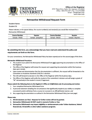 Fillable Online trident Retroactive Withdrawal Request Form - Trident ...
