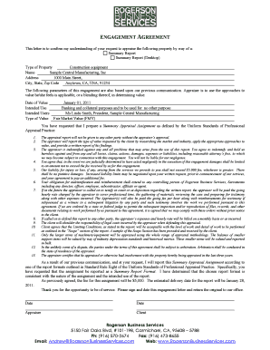 Fillable Online Sample Engagement Agreement and FMV Scope ... - Sell a ...