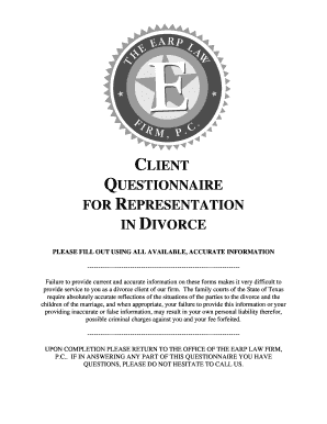 Fillable Online S: FORMS Family Law Client Questionnaires Divorce ...