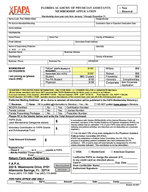Fillable Online Printable Application - FAPA Fax Email Print - pdfFiller