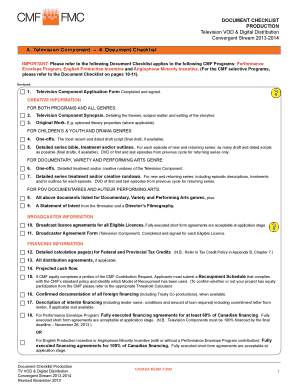 Fillable Online A television component 6 Document checklist - Canada ...