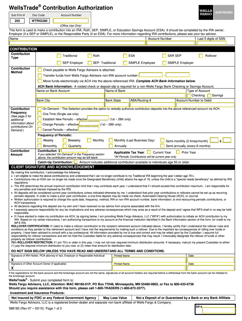 Wells Fargo Advisors Forms Fill Online Printable Fillable Blank 