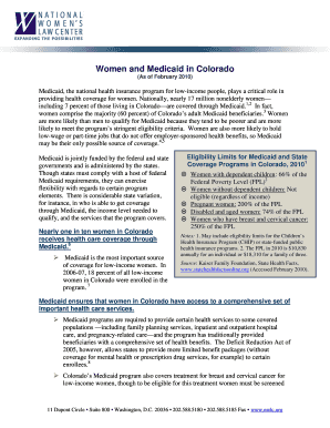 Fillable Online Women and Medicaid in Colorado Fax Email Print - pdfFiller