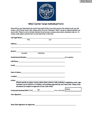 Fillable Online oregonnalc NALC Carrier Corps Individual Form Fax Email ...