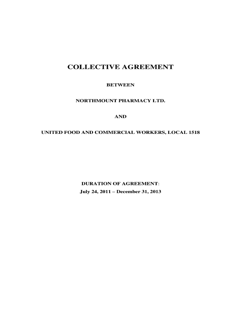 Fillable Online Collective Agreement CBA Draft - Northmount Pharmacy ...