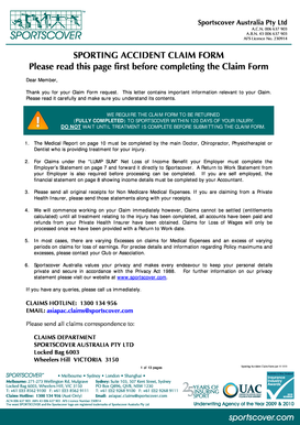 Fillable Online SPORTING ACCIDENT CLAIM FORM Please read this page Fax ...