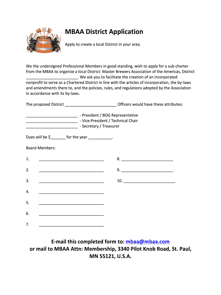 Fillable Online MBAA District Application Fax Email Print - pdfFiller
