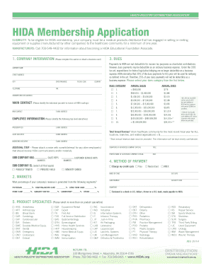Fillable Online hida HIDA Membership Application - Health Industry ...