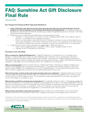 Fillable Online FAQ: Sunshine Act Gift Disclosure Fax Email Print ...