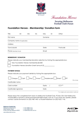 Fillable Online Foundation Heroes - Membership Donation form Fax Email Print - pdfFiller