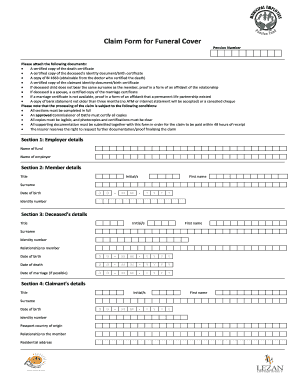 Fillable Online Claim Form for Funeral Cover Fax Email Print - pdfFiller