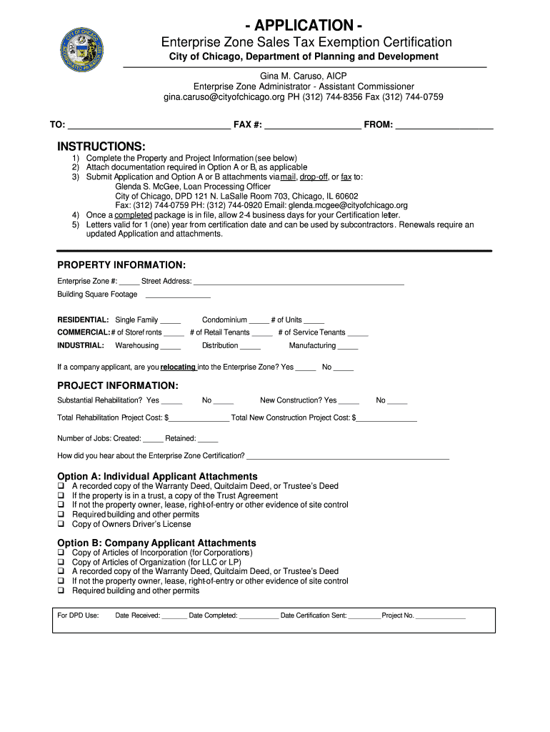 Fillable Online rfmachicago EZ Tax Cert App FINALdoc Fax Email Print ...